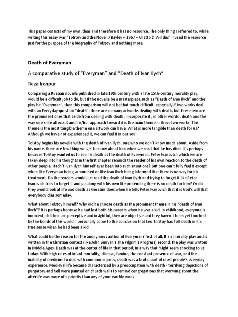 Death and Salvation in Everyman & Ilych | PDF | Purgatory | Leo Tolstoy