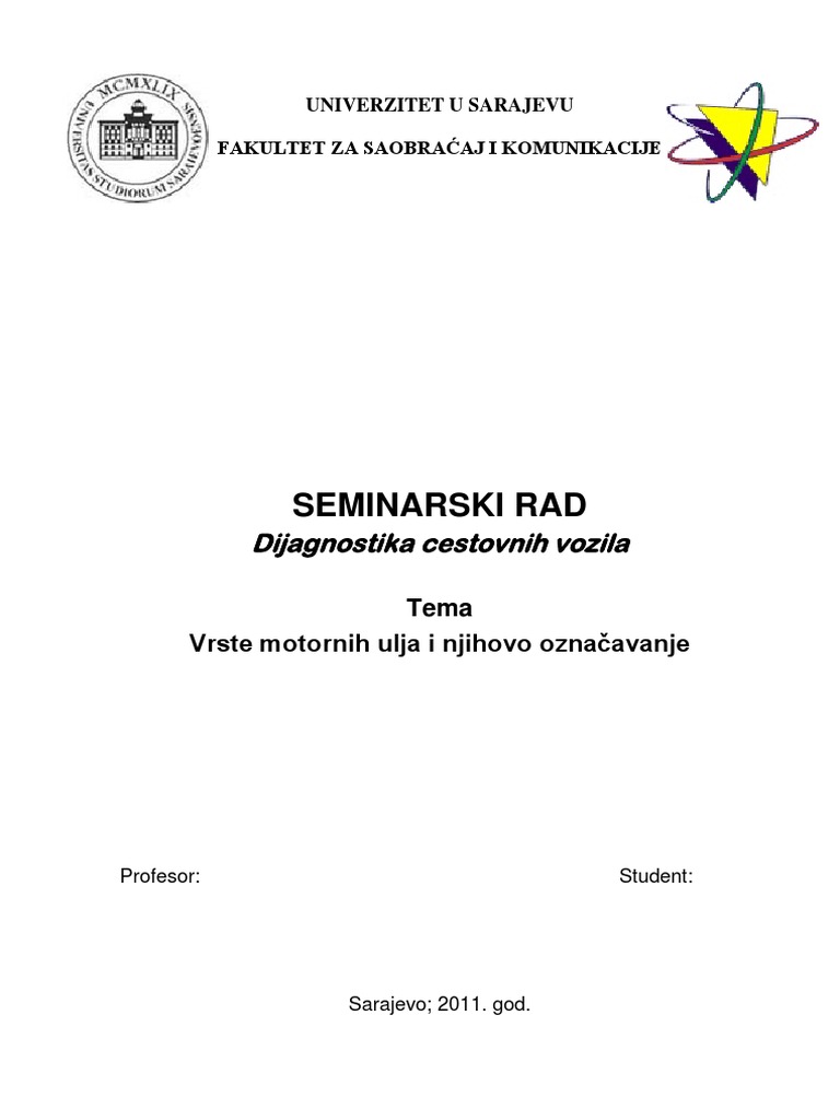 Vrste Motornih Ulja I Njihovo Oznacavanje PDF | PDF