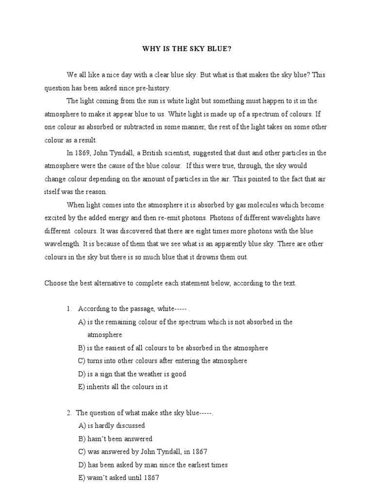 Why Is The Sky Blue | PDF
