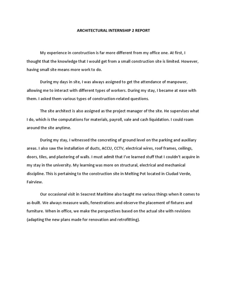Architectural Internship 2 Report | PDF