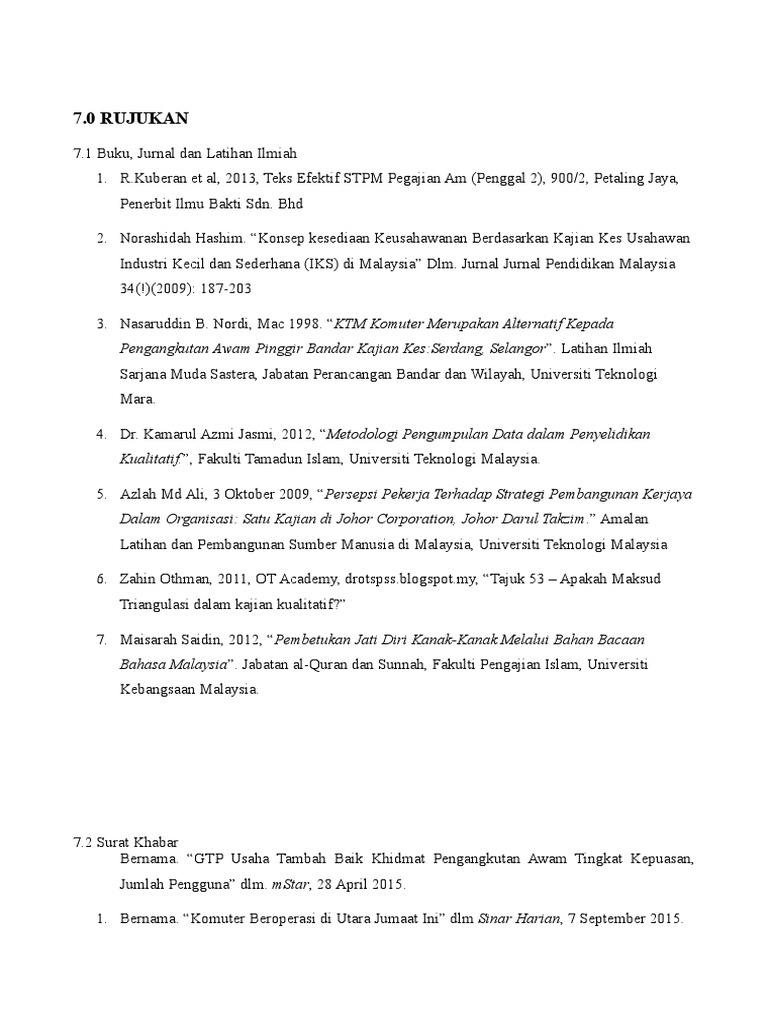 Contoh PA KK (Rujukan) | PDF