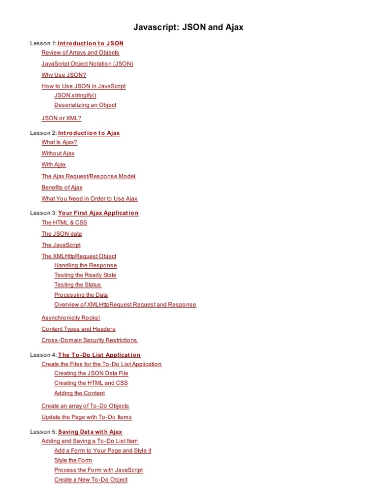 Javascript Json And Ajax V2 2 Pdf Ajax Programming Json
