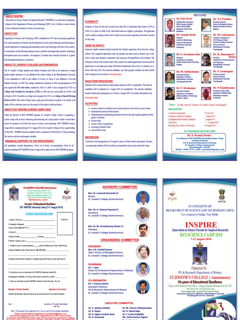 DST - InSPIRE Internship Science Camp Invitation | PDF | Science | Academia