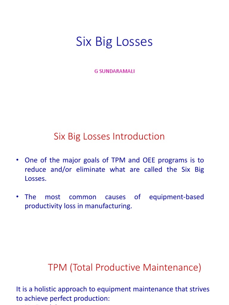 Six Big Losses | PDF | Production And Manufacturing | Business