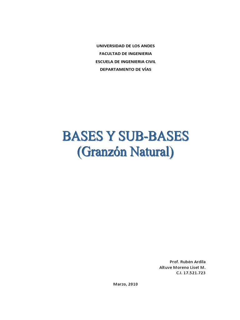 Bases y Sub-Bases (Granzon Natural) | PDF | Volumen | Presupuesto