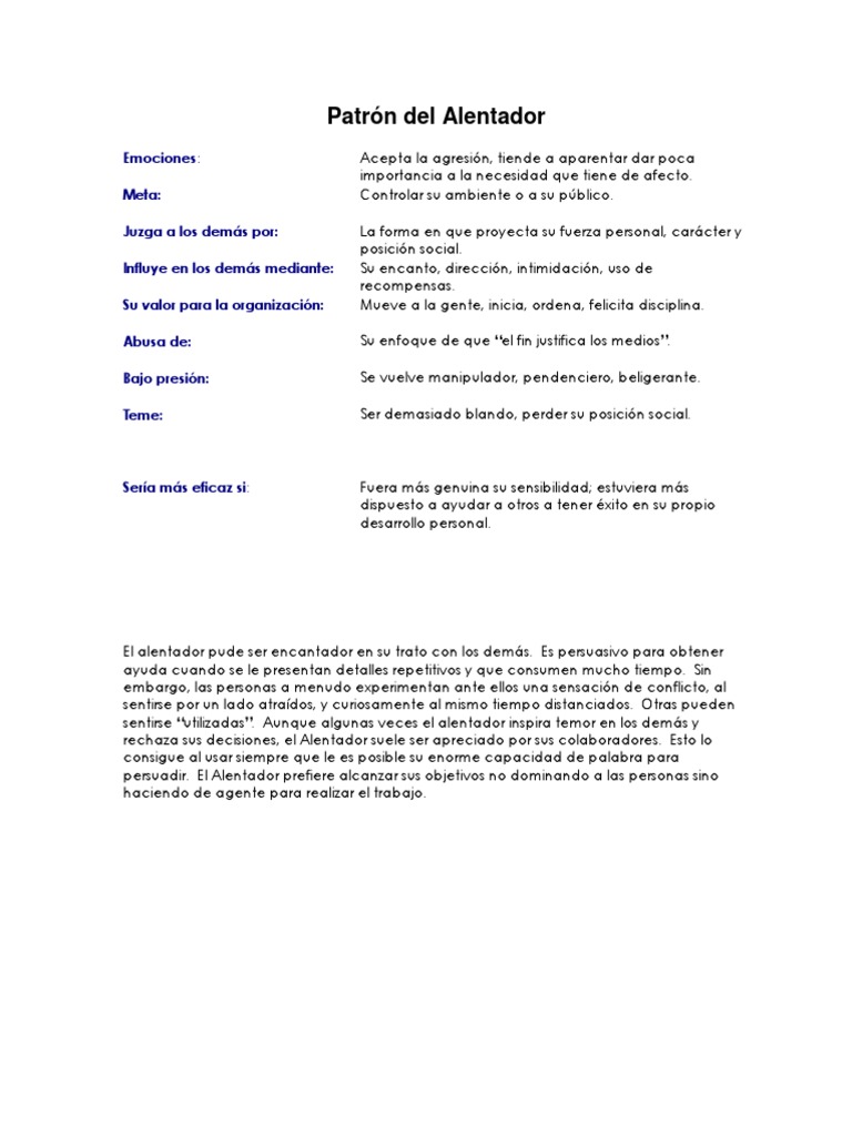 Patrón Del Alentador | PDF