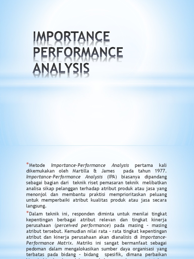 Importance Performance Analysis | PDF
