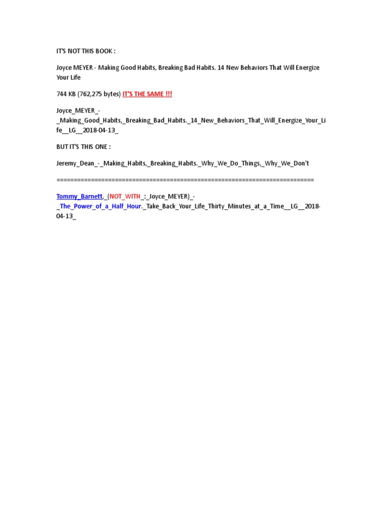 Making Habits, Breaking Habits Guide | PDF