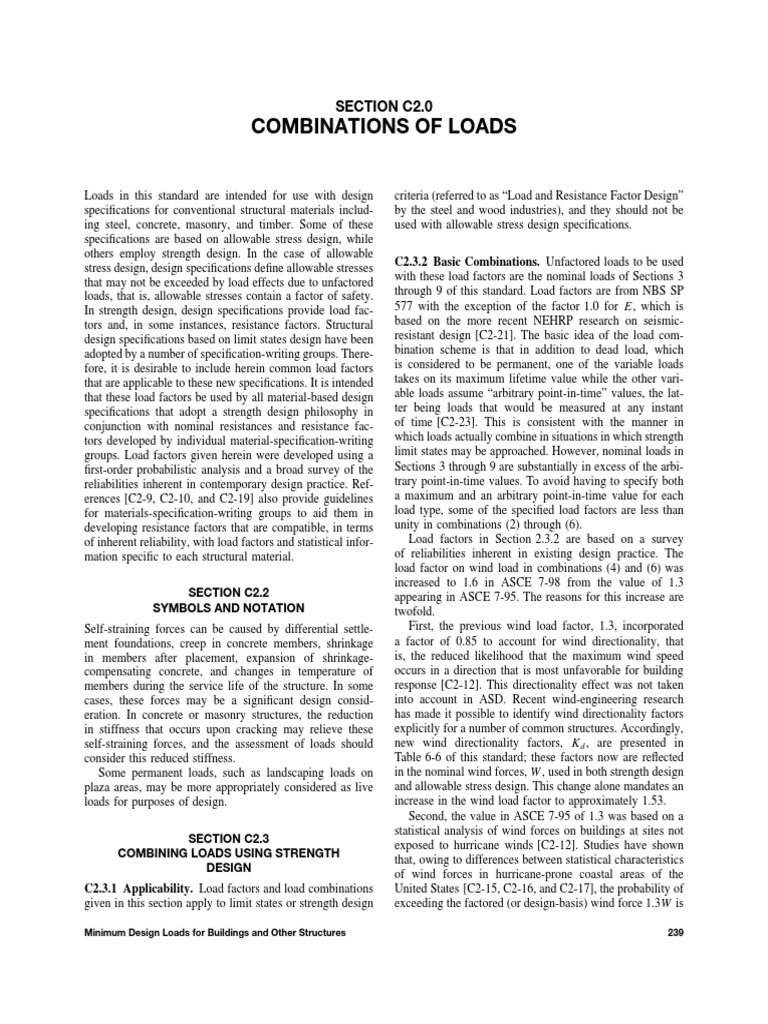 Combinations of Loads | PDF | Structural Load | Strength Of Materials
