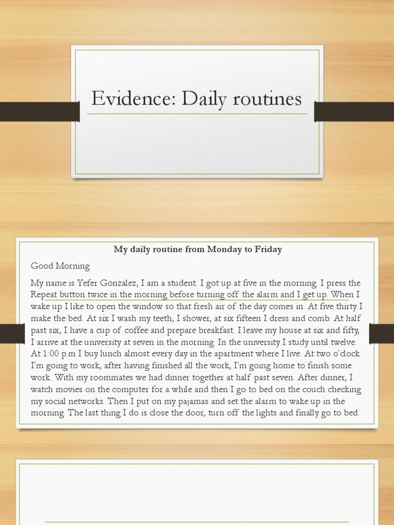 Evidence: Daily Routines | PDF | Language Arts & Discipline | Self ...