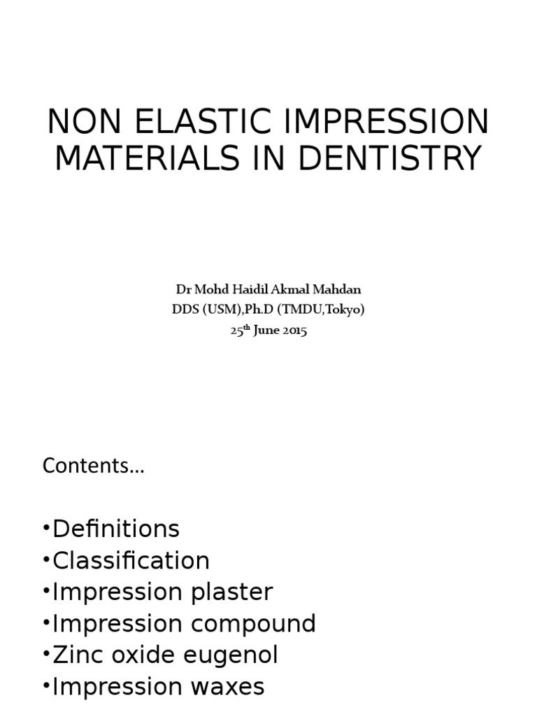 Non-Elastic Impression Material | PDF | Materials | Chemistry