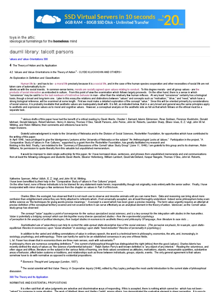 Values and Value-Orientations in The Theory of Action | PDF | Value ...