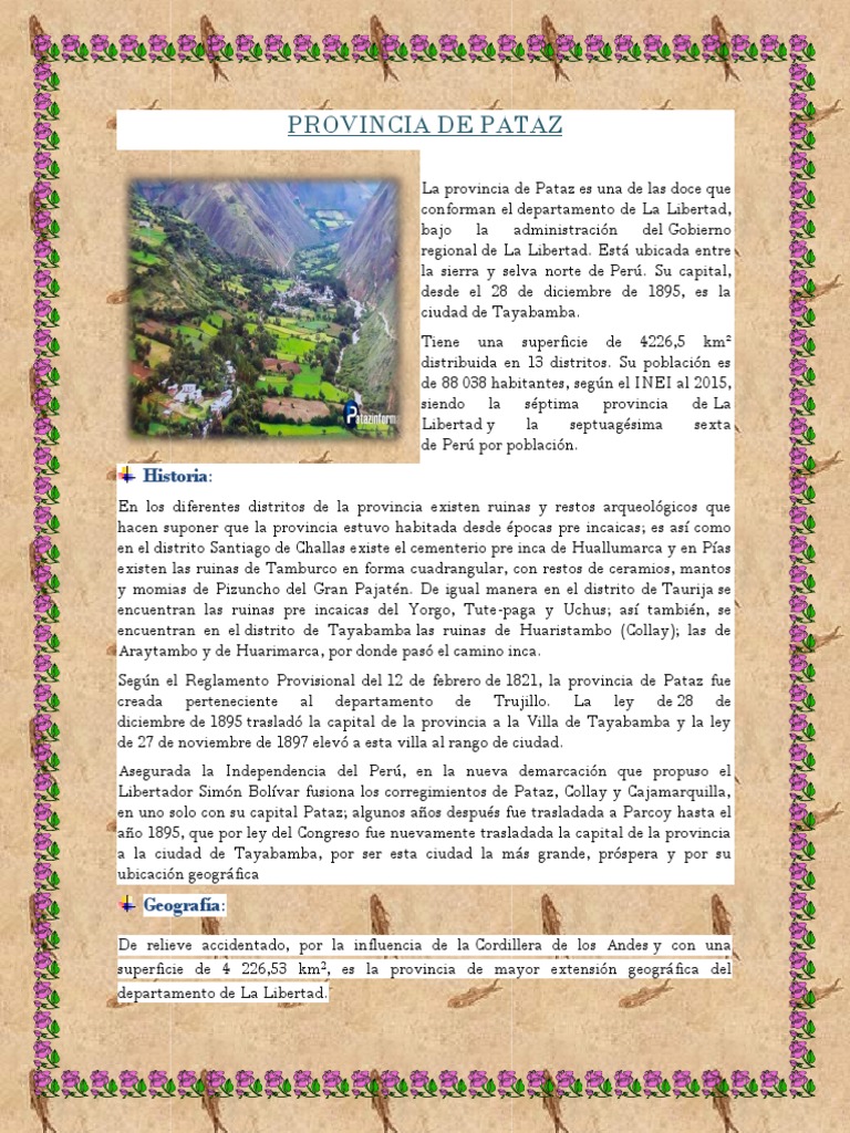 Provincia de Pataz: Historia y Geografía | PDF | Ciencias de la Tierra ...