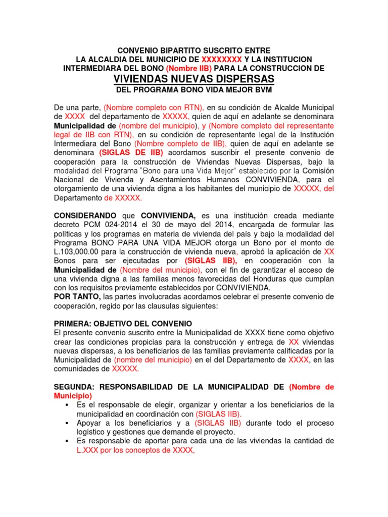 Formato de Convenio | Descargar gratis PDF | Gobierno local | Gobierno