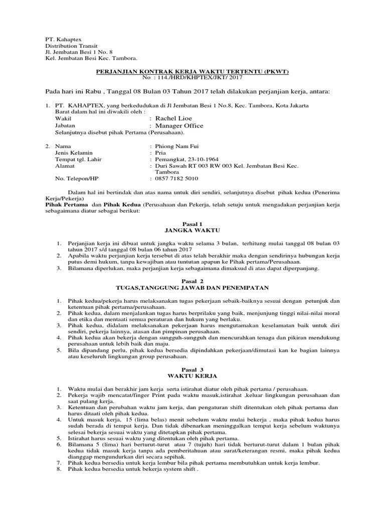 Format Kontrak | PDF