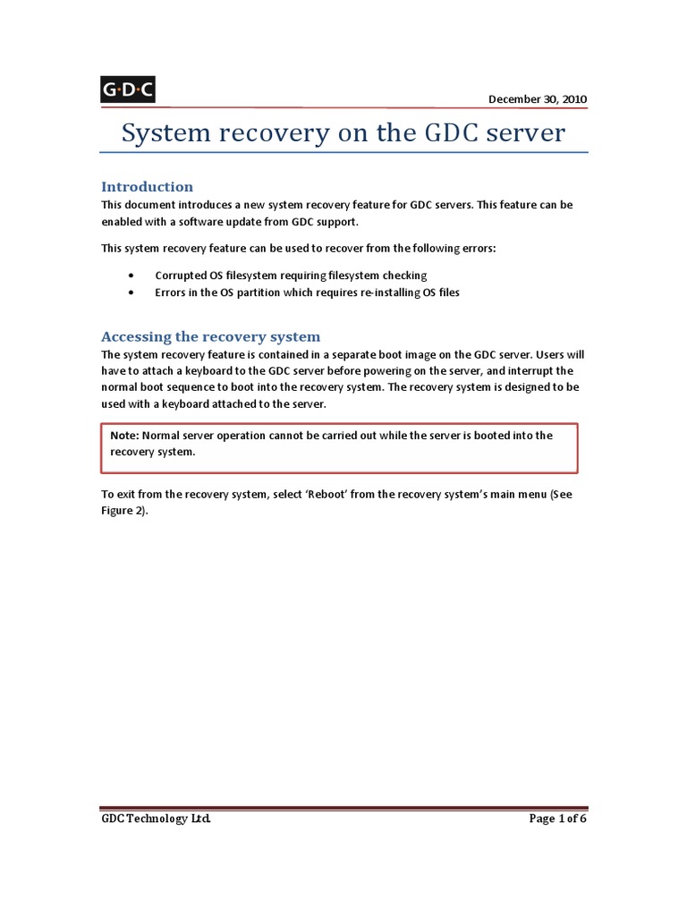 GDC System Backup and Recovery | PDF | Booting | Backup