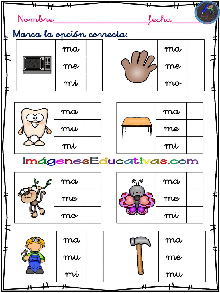 bingo silabas ma,me,mi,mo y mu