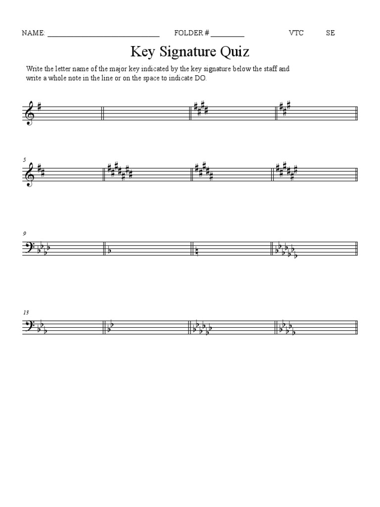 Key Signature Quiz | PDF