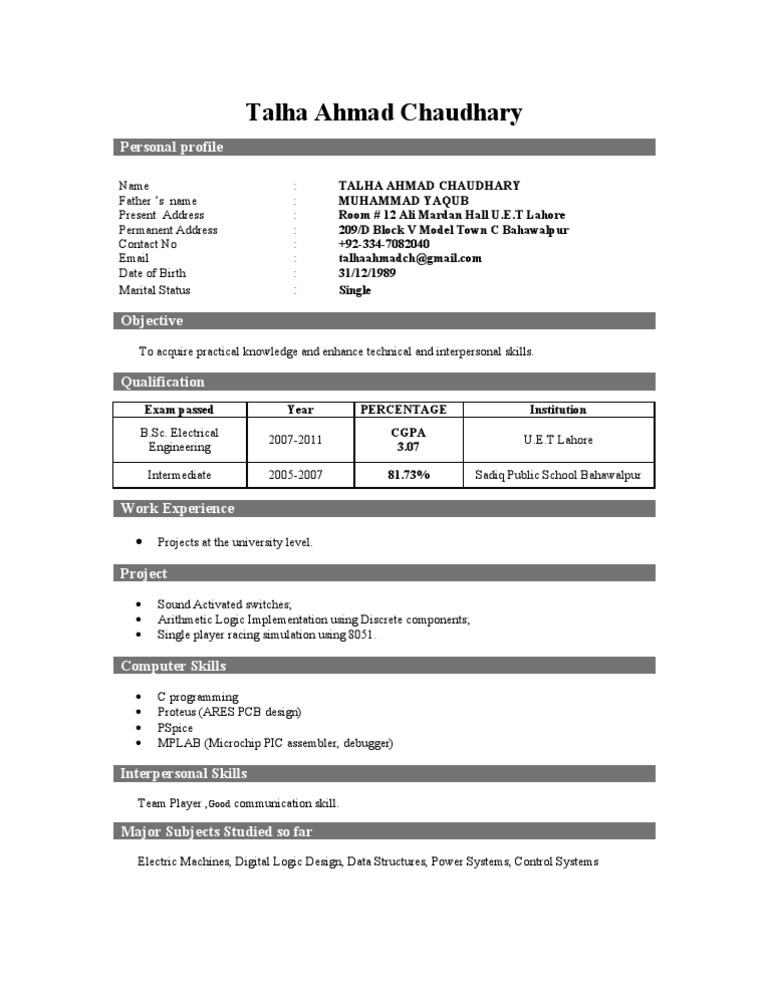 Talha CV | PDF
