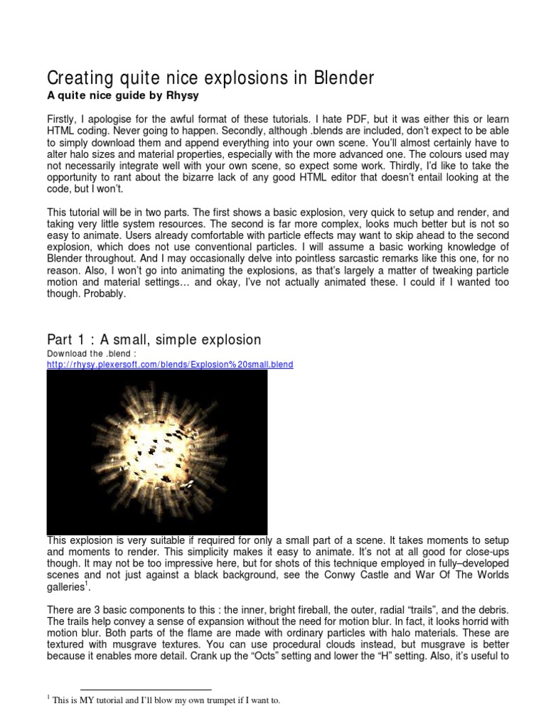Blender 3D Explosion Tut | PDF | Texture Mapping | Rendering (Computer ...