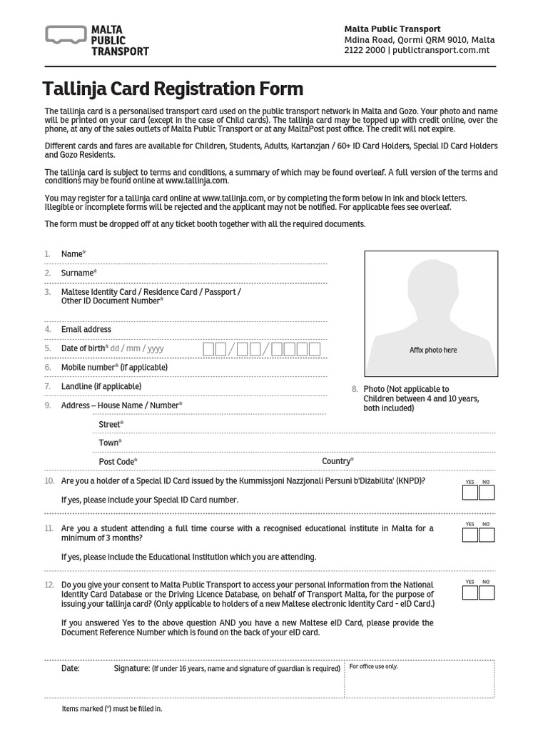 Tallinja Card Registration Form 001 16 | Download Free PDF | Identity ...