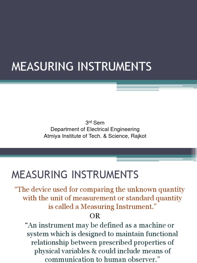 Measuring Instruments: 3 Sem Department of Electrical Engineering ...