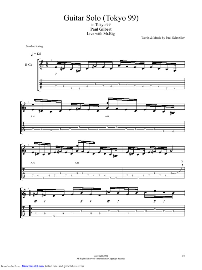 Paul Gilbert-Guitar Solo (Tokyo 99) PDF | PDF | Celtic Musical ...