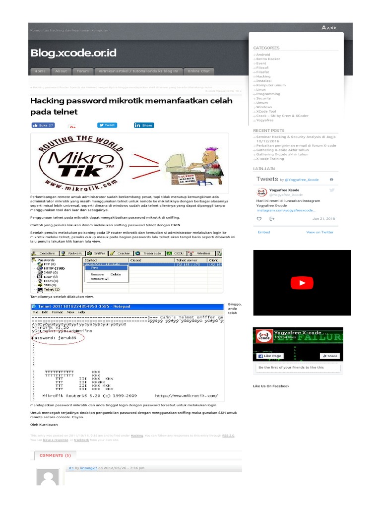 Hacking Password Mikrotik Memanfaatkan Celah Pada Telnet Blog - Xcode ...