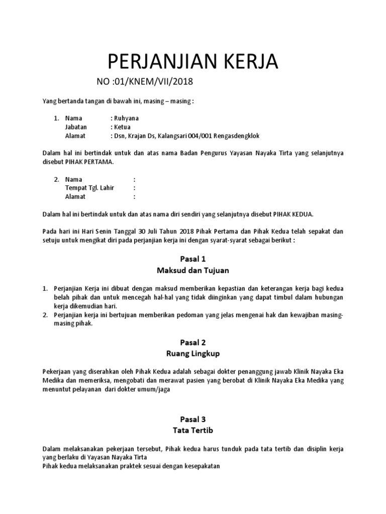 Perjanjian Kerja Dokter Umum Pdf