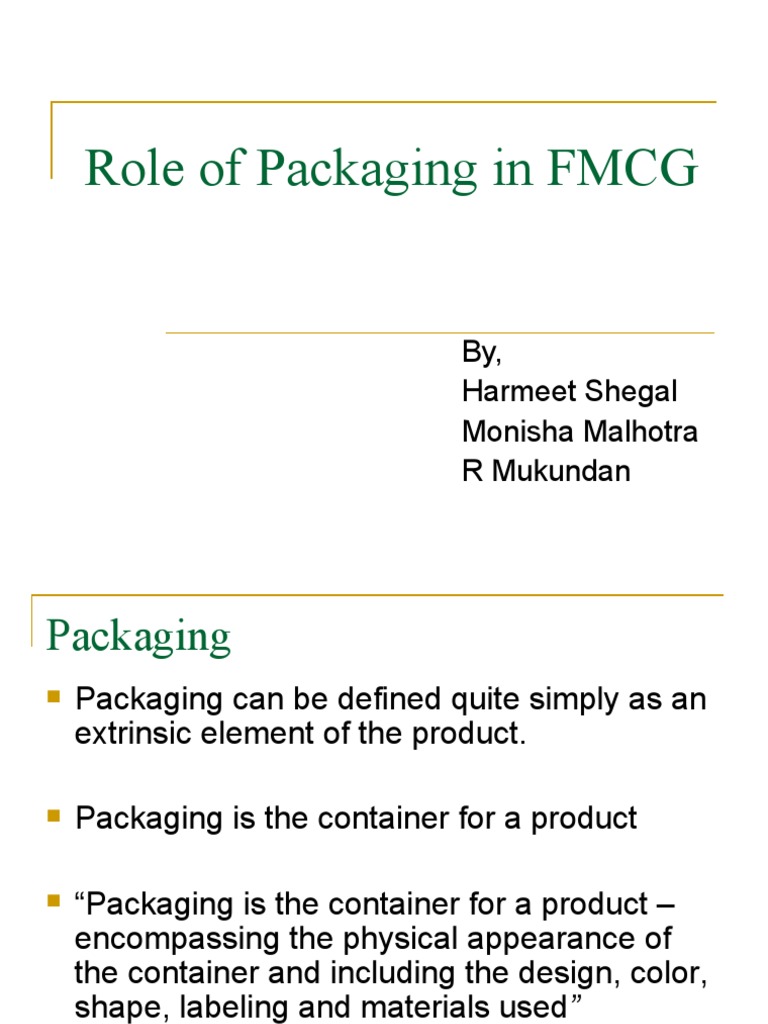 Role of Packaging in FMCG | PDF | Brand | Packaging And Labeling