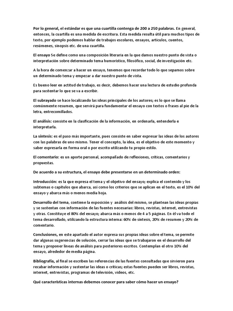 Cuartilla y Ensayo | Ensayos | Ficción y literatura