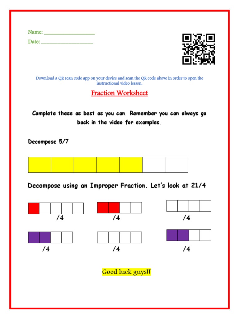 Fraction Worksheet | PDF
