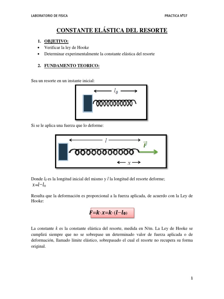 Constante Elástica Del Resorte | PDF | Masa | Elasticidad (Física)