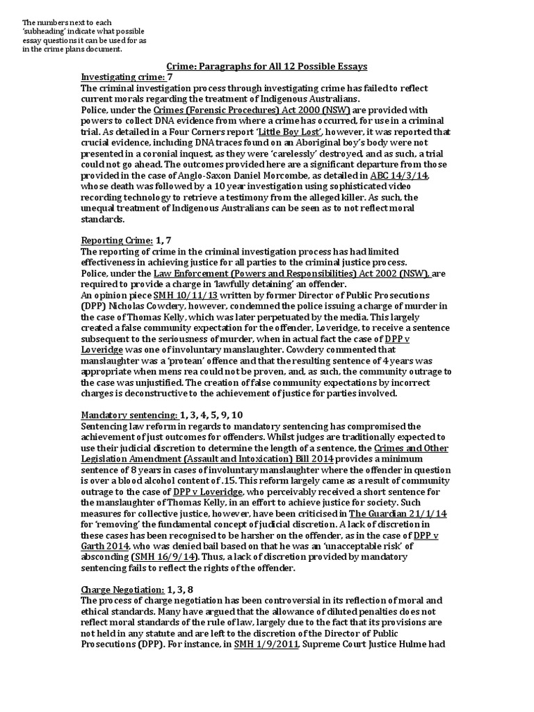 Crime Paragraphs All Possible Essays | PDF | Crime & Violence | Crime ...