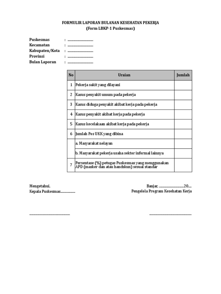 Format Laporan Baru KesjaOR 2018 | PDF