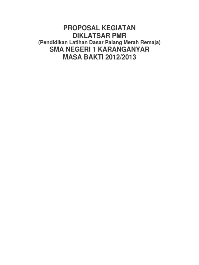 Proposal Diklatsar PMR SMA 1 Karanganyar | PDF