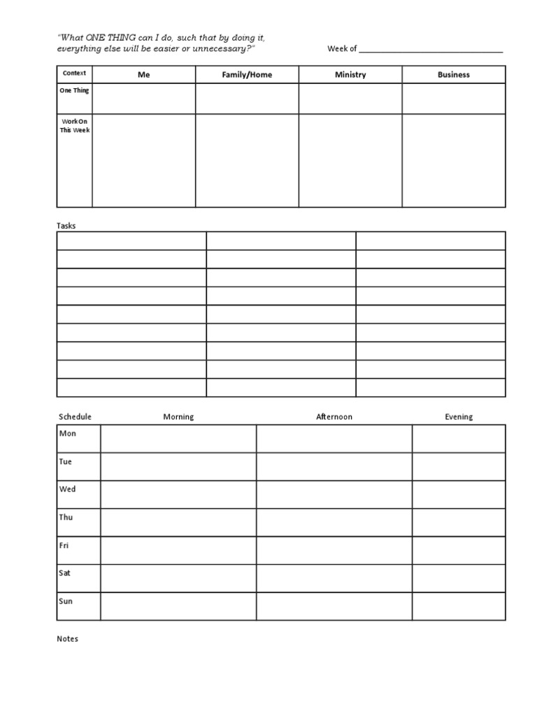 One Thing Weekly Planner | PDF