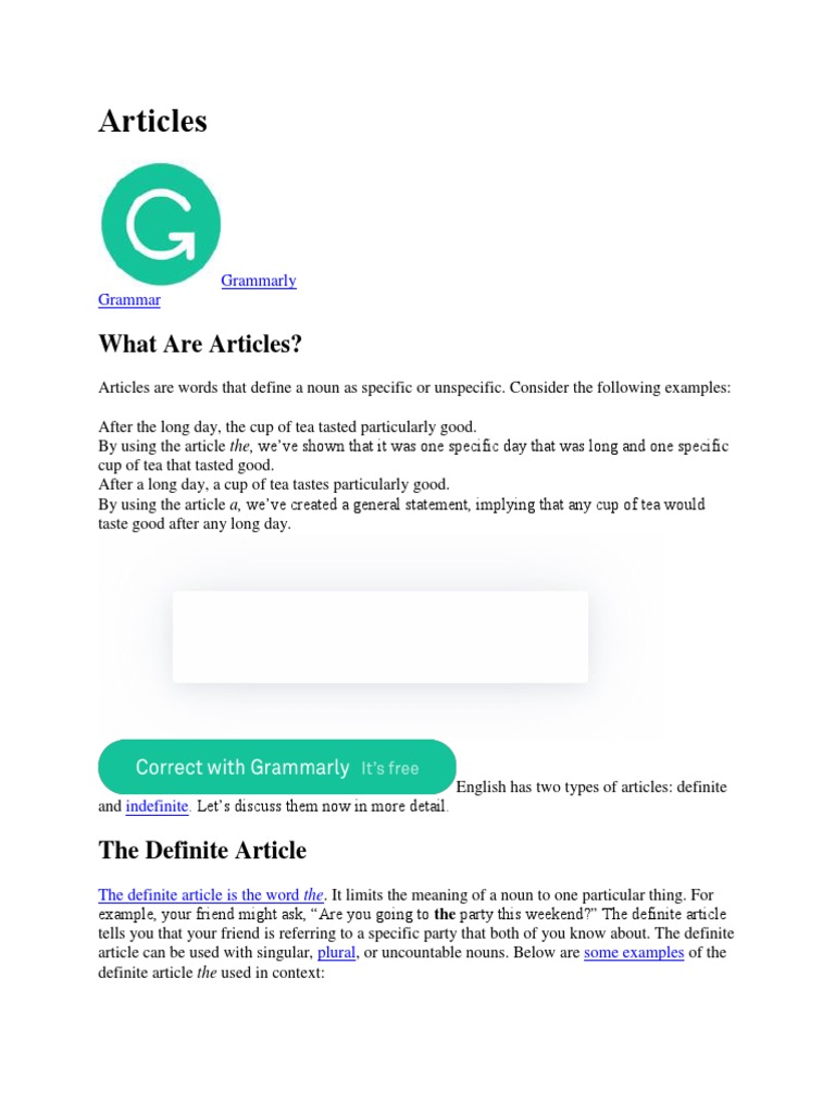 What Are Articles? | PDF