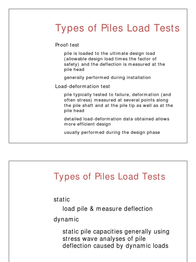 Types of Piles Load Tests: Proof-Test | PDF | Deep Foundation ...