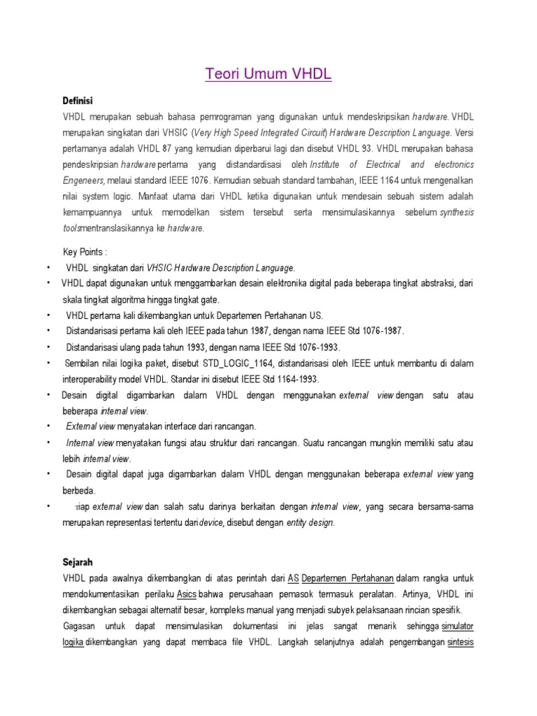 Pengenalan VHDL dan Sejarahnya | PDF | Seni