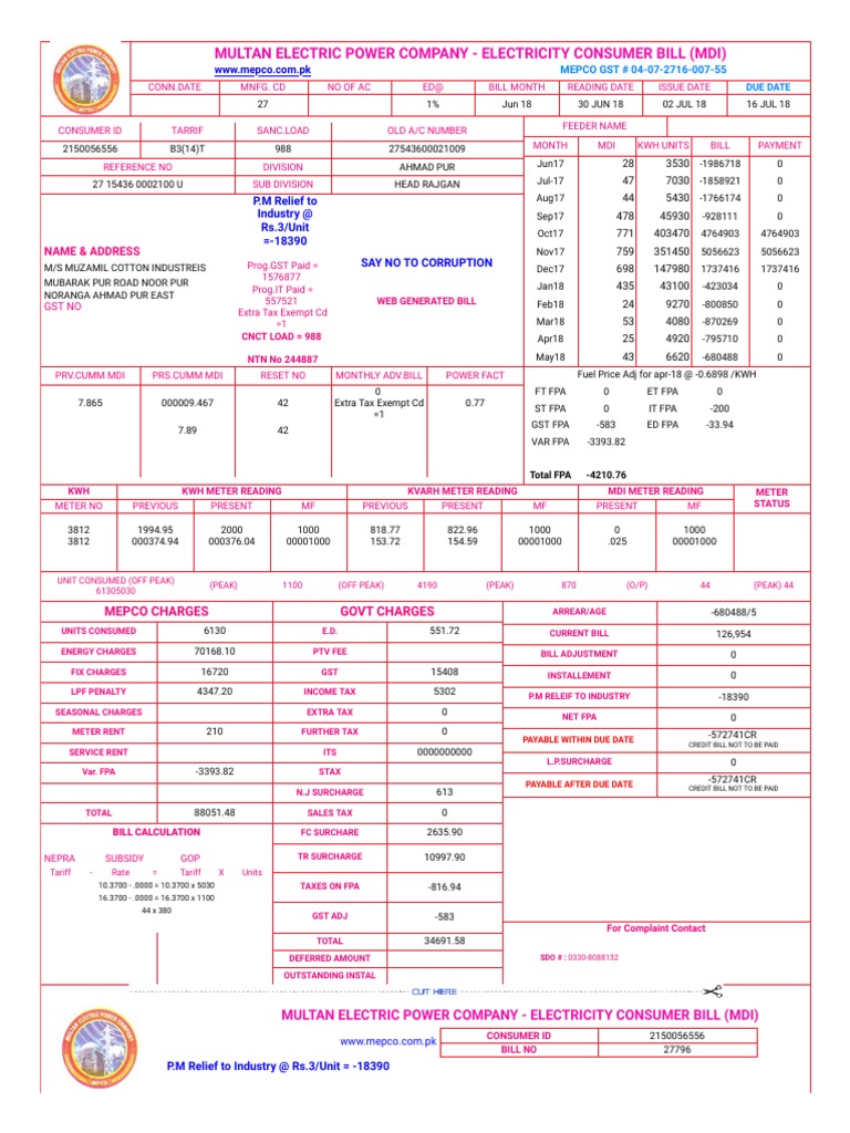 Mepco Online Bill | Download Free PDF | Fee | Taxation