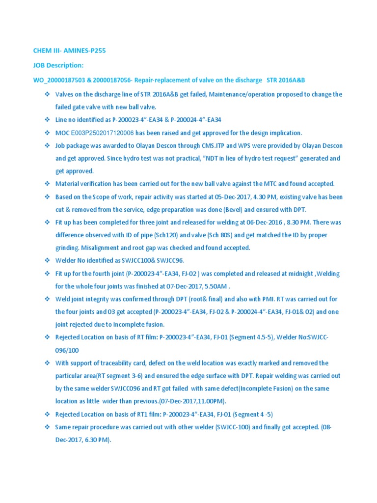 Chem Iii-Amines-P255 JOB Description | PDF | Technology & Engineering