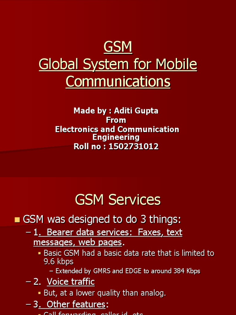 GSM Global System For Mobile Communications | PDF | Gsm ...