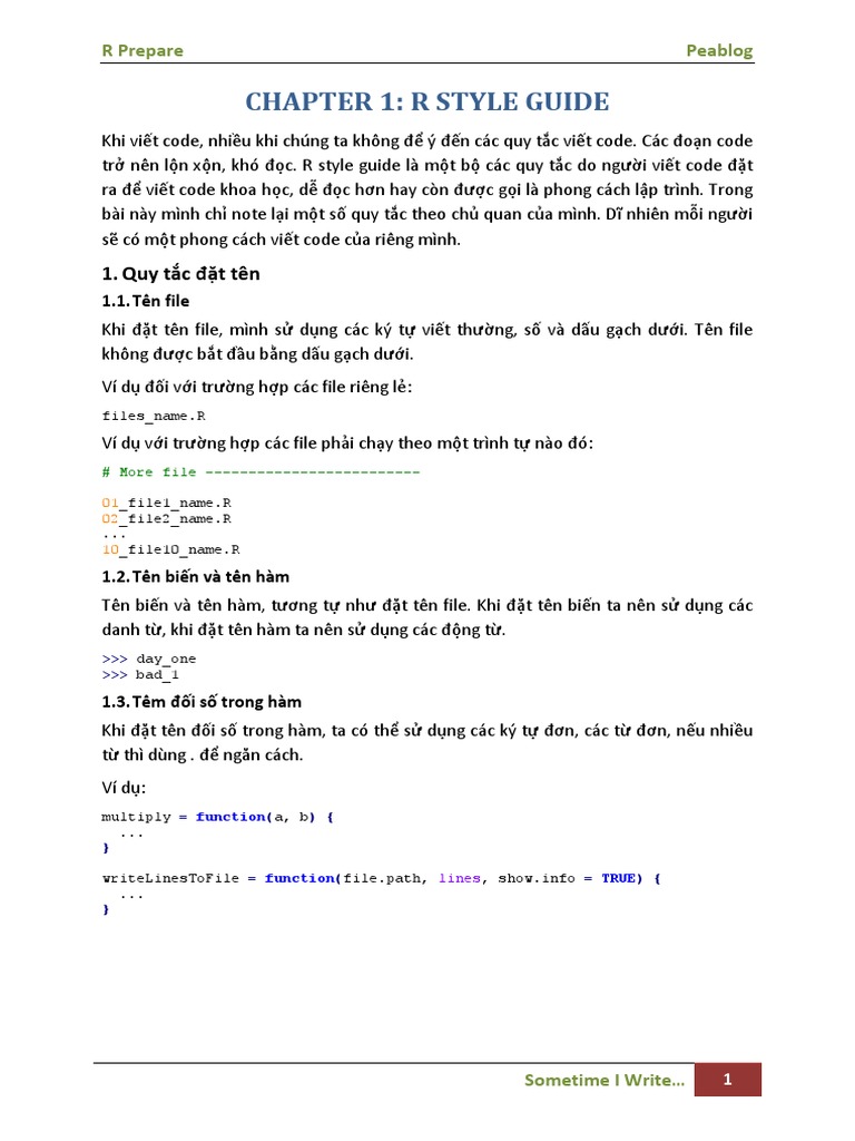 Chapter 1: R Style Guide: 1. Quy tắc đặt tên | PDF