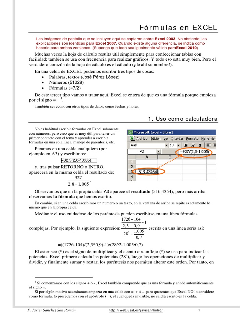 Formulas EXCEL PDF | PDF | Microsoft Excel | Básico