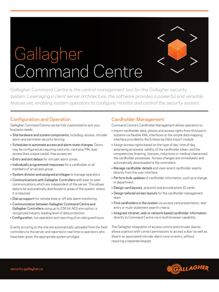Command Centre Datasheet | PDF | Access Control | Microsoft Windows