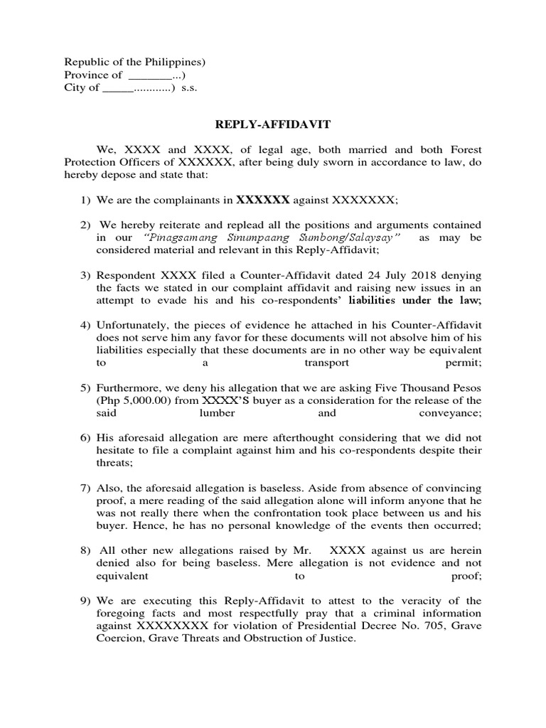 Reply Affidavit | PDF | Affidavit | Justice