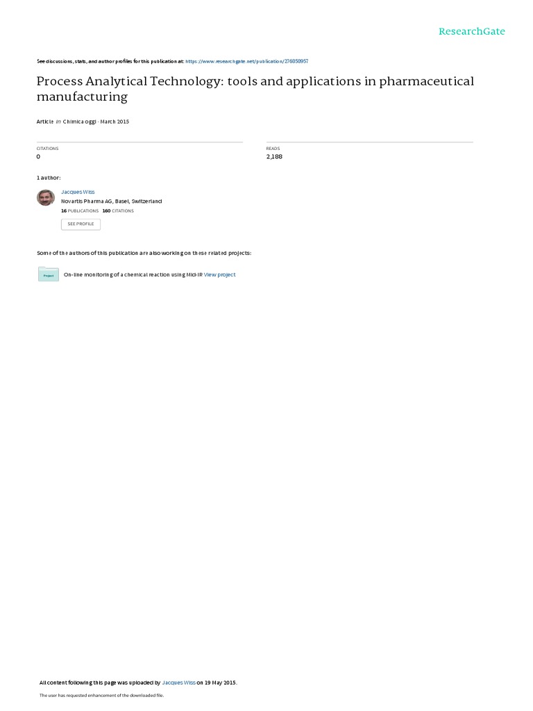Process Analytical Technology: Tools and Applications in Pharmaceutical ...