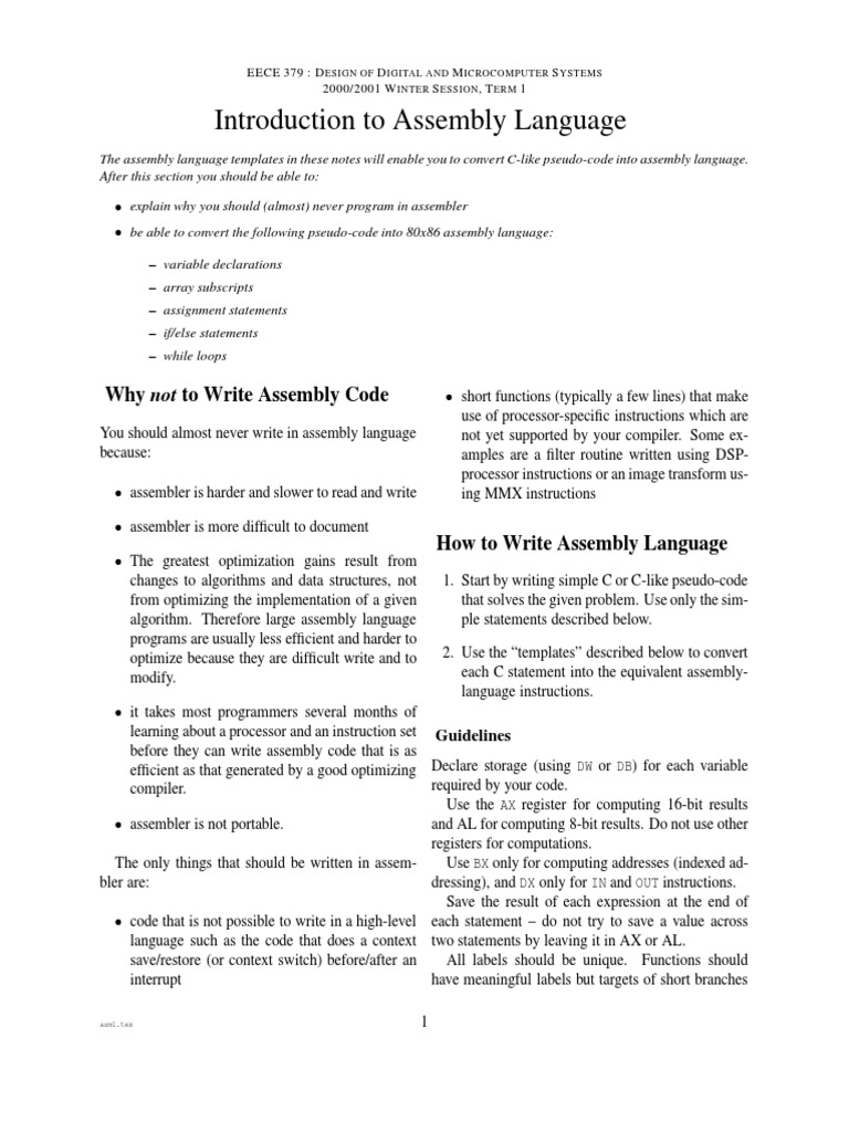 Asm 1 | Download Free PDF | Assembly Language | Program Optimization