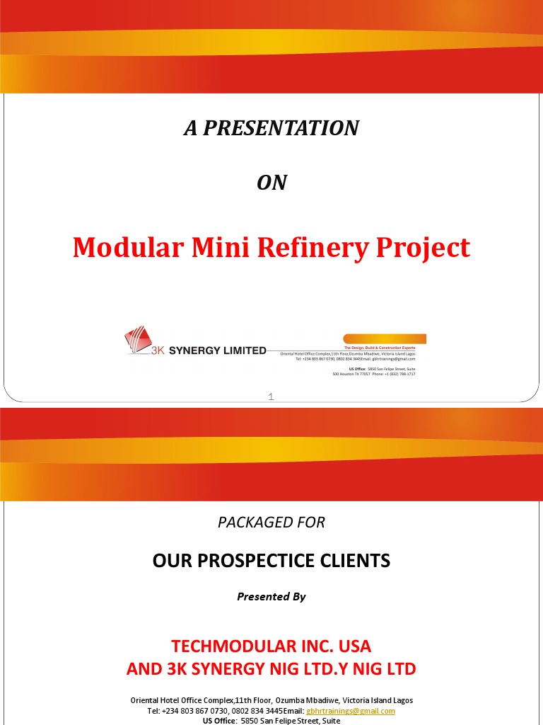 A PRESENTATION On Modular Mini Refinery Project PDF | PDF | Oil ...